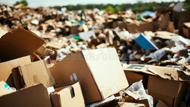 Close-up View of Cardboard Boxes and Other Waste in a Landfill Stock ...