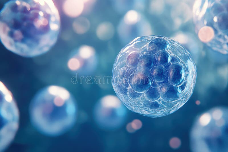 A Close-up View of a Cell Filled with Numerous Small Spherical ...