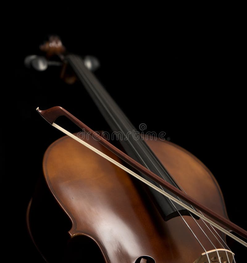 Close Up View of a Cello and Bow. Stock Photo - Image of neck, view ...