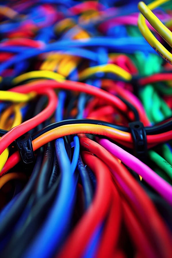 Colorful Tangled Cables Depicting Complexity and Technology Stock Photo ...