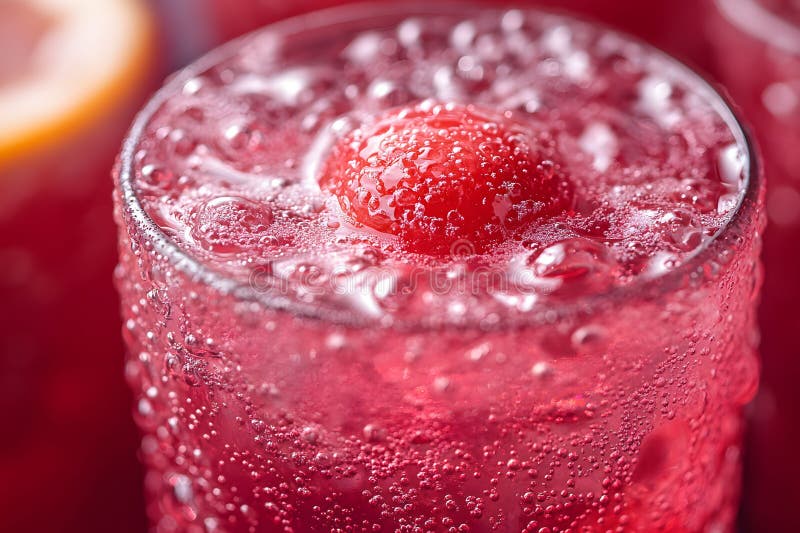 Refreshing Summer Raspberry Soda with Bubbles and Citrus Slice for ...