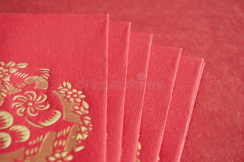 Close Up View of Chinese New Year Red Packets Stock Image - Image of ...
