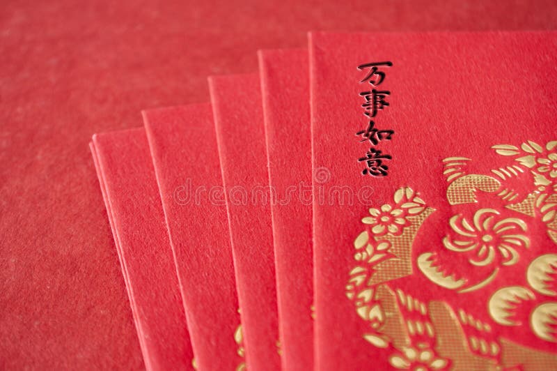 Close Up View of Chinese New Year Red Packets. Stock Photo - Image of ...