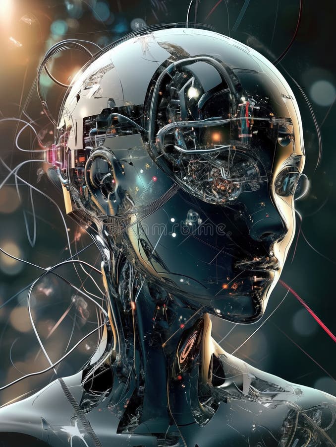 Close-up View of a Chrome Robot Head, Symbolizing the Rise of ...