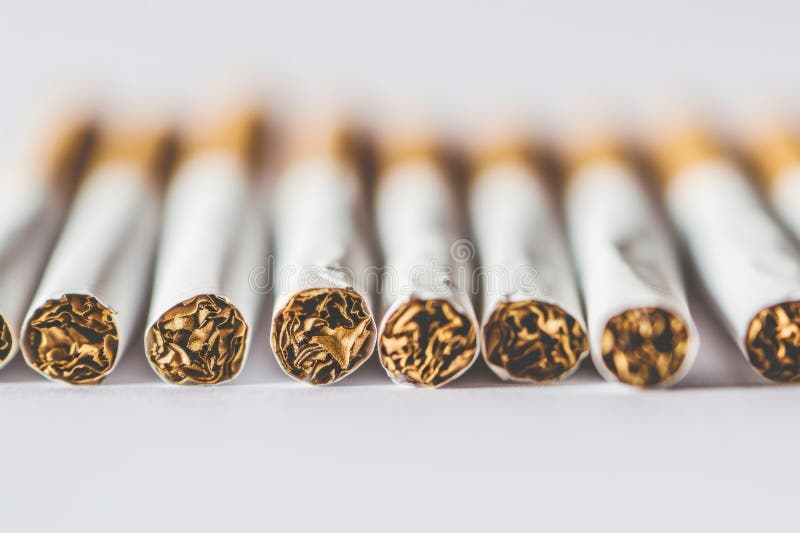 Cigarettes with Filter Tips on White Background Stock Photo - Image of ...