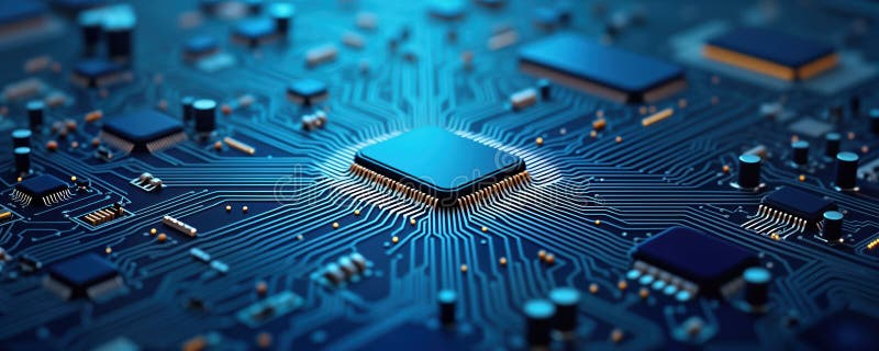 Close-up View of Circuit Board. Complex Network of Blue Electronic ...