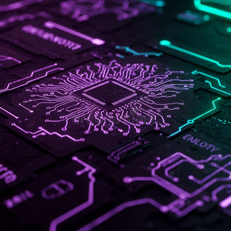 Illuminated Central Processing Unit Circuit Board Components Stock Illustrations – 346 ...