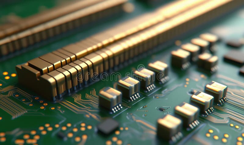 Close Up Circuit Board Microchips Gold Connectors Stock Photos - Free ...