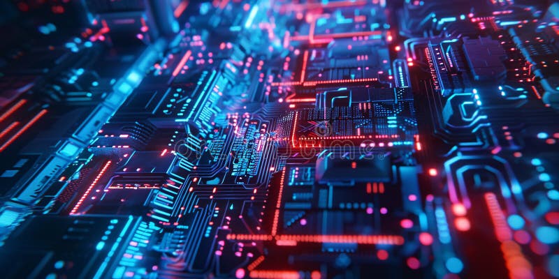 Futuristic Circuitry: a Vivid Display of Technological Intricacy Stock ...