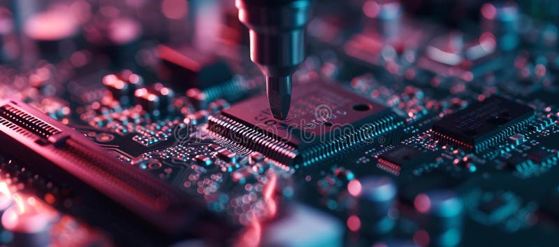 Close-up View of a Circuit Board during the Manufacturing Process ...
