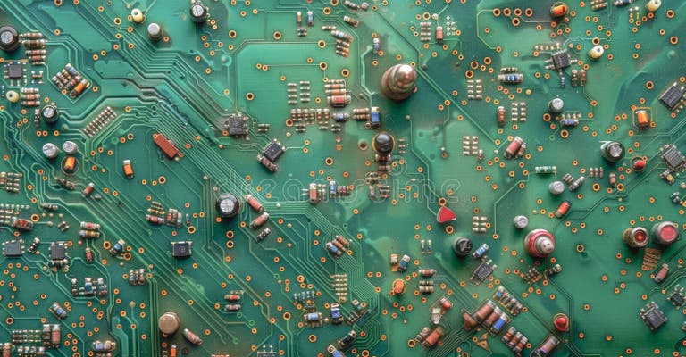 A Close-up View of a Circuit Board Reveals a Complex Network of ...