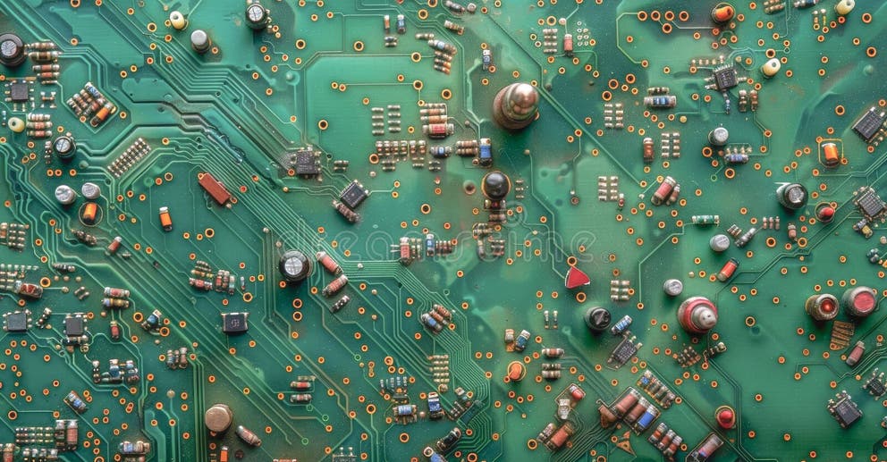 A Close-up View of a Circuit Board Reveals a Complex Network of ...