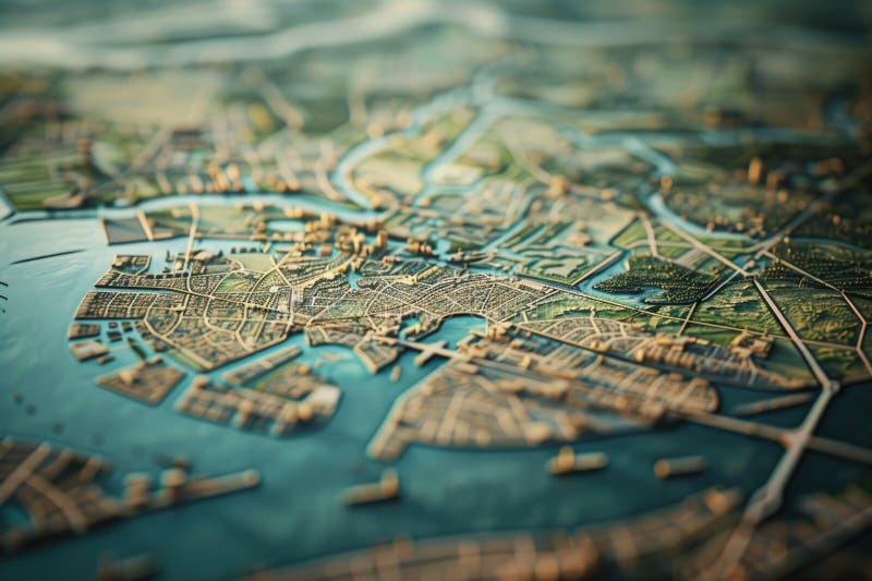 A Close-up View of a City Map Showing Streets and Landmarks Stock Image ...