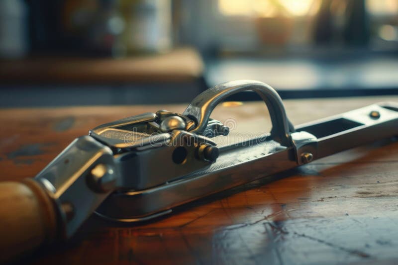 Close-up View of a Clamp Attached To a Wooden Table, Suitable for Use ...