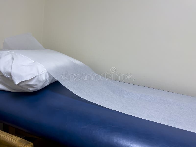 Close Up View of a Clean, Blue Examination Table Inside a Medical ...