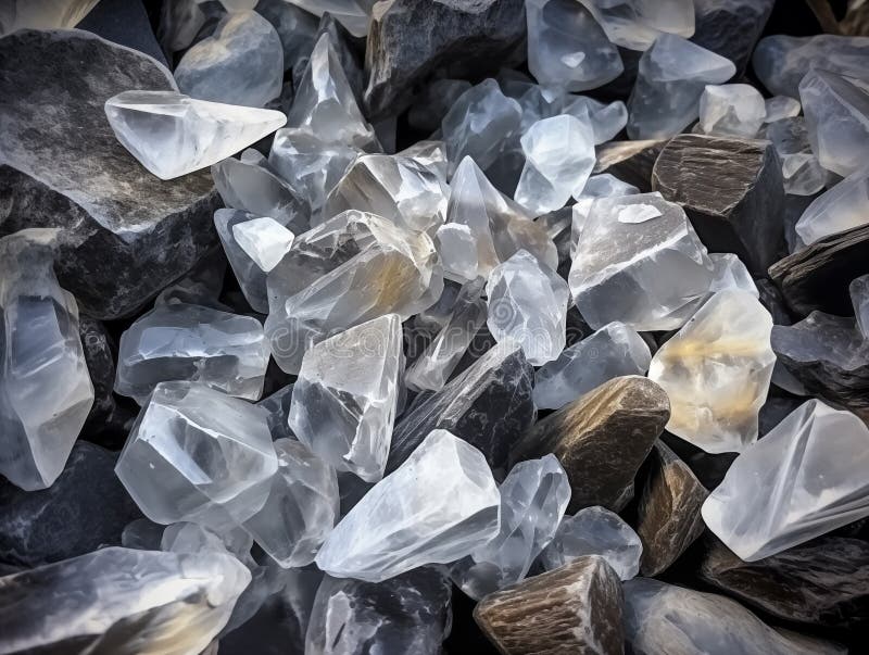 Close-up View of Clear, Crystalline Stones in Various Shapes and Sizes ...