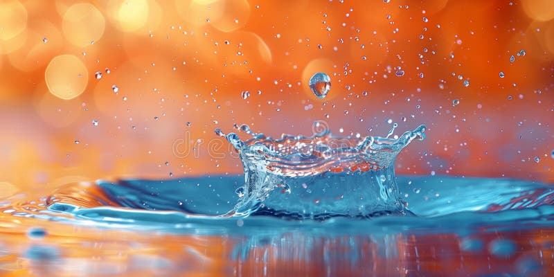 Water Splash on Blue Plate. Generative AI Stock Illustration ...