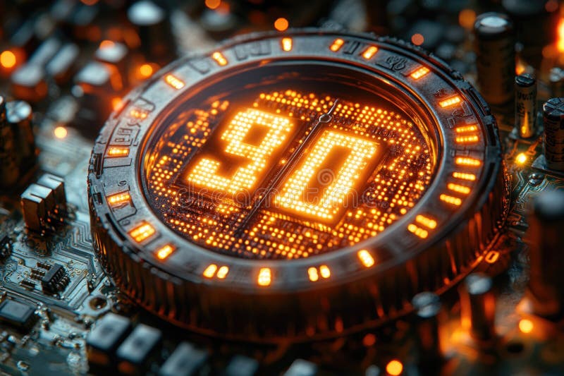 A Close-up View of a Clock on a Circuit Board, Perfect for Technology ...
