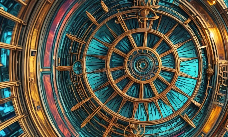 Close-up View Clock Face with Intricate Gold and Blue Details ...