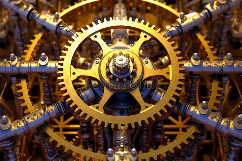 Close Up View of Clock with Gears and Gears on it S Face. Generative AI ...