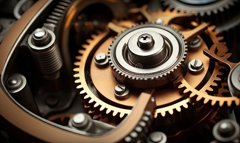 Close-Up View of Clock Mechanism Stock Illustration - Illustration of ...