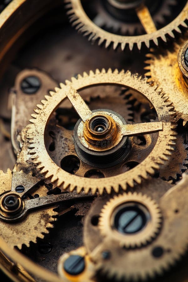 Close Up View of Clock Mechanism Gears Stock Image - Image of device ...