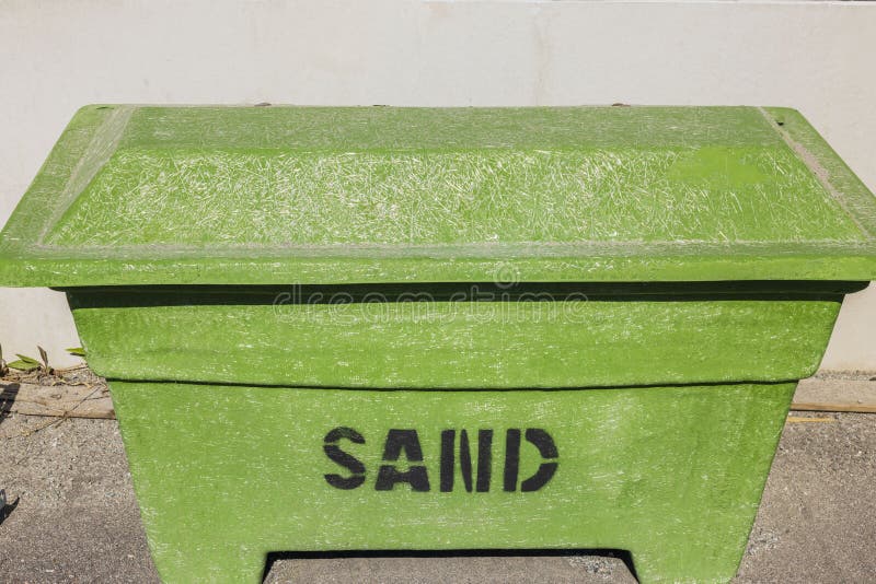 Close Up View of Closed Container with Sand for Fire Fighting. Stock ...