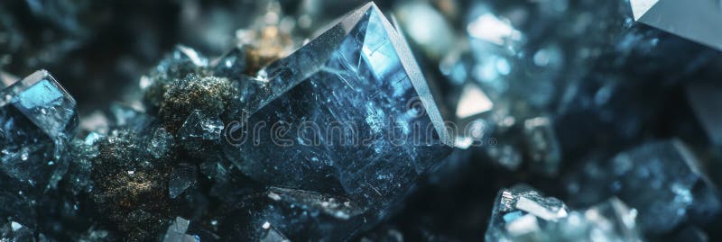 Dark Teal Blue Crystal Cluster Macro Photography Stock Illustration ...
