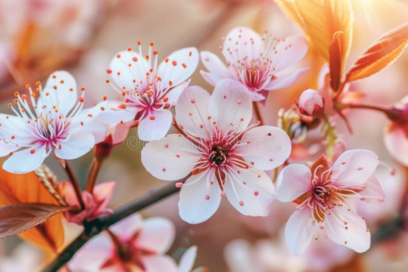 Close-up View of a Cluster of Flowers Growing on a Tree Branch Stock ...