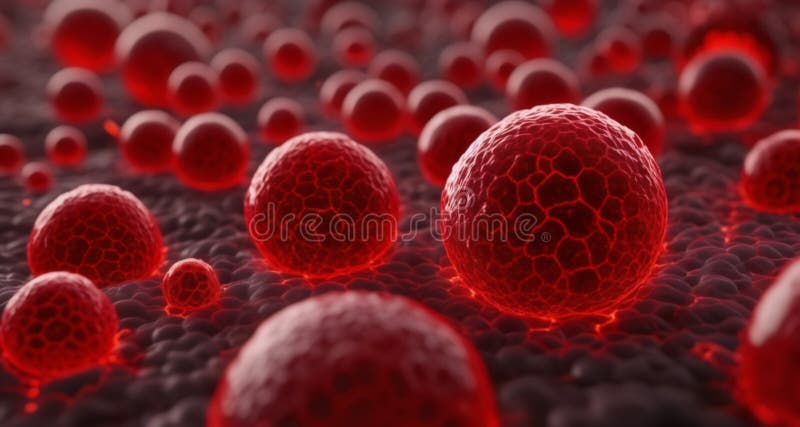 A Close-up View of a Cluster of Glowing Red Spheres Stock Illustration ...