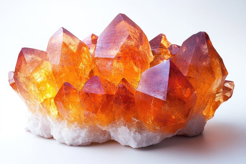 A Close-up View of a Cluster of Orange Crystals on a White Surface ...