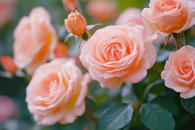 A Close-up View of a Cluster of Pink Roses Stock Image - Image of ...