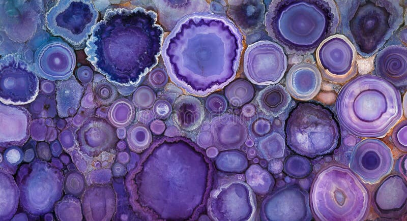 A Close-up View of a Cluster of Purple Amethyst Crystals in a Geode ...