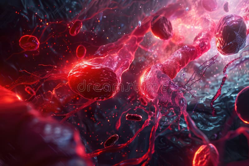 A Close-up View of a Cluster of Red Blood Cells Stock Photo - Image of ...