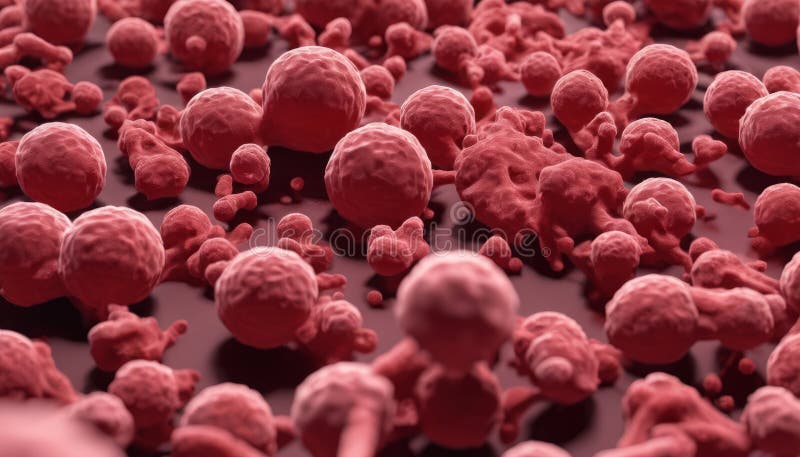 A Close-up View of a Cluster of Red Cells or Bacteria Stock ...