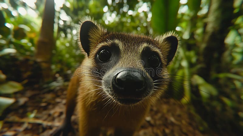Coati Portrait in Tropical Forest Stock Illustration - Illustration of ...