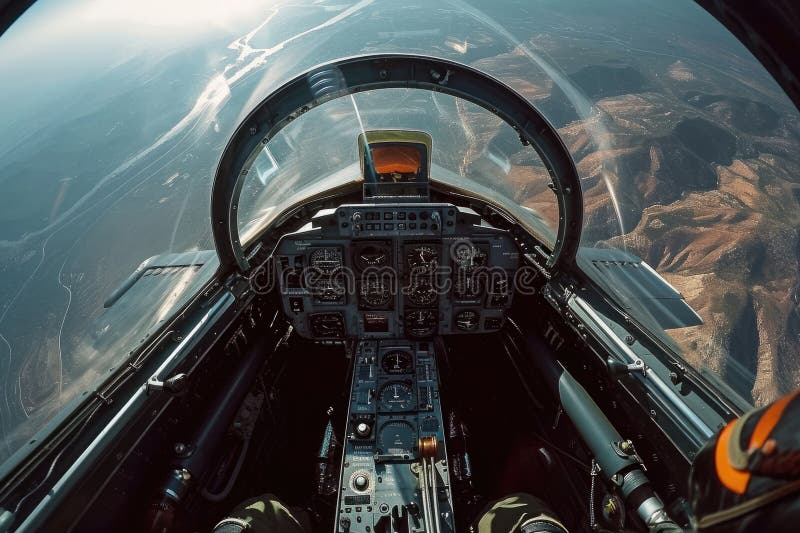 A Close-Up View of the Cockpit of a Modern Fighter Jet, a View from the ...