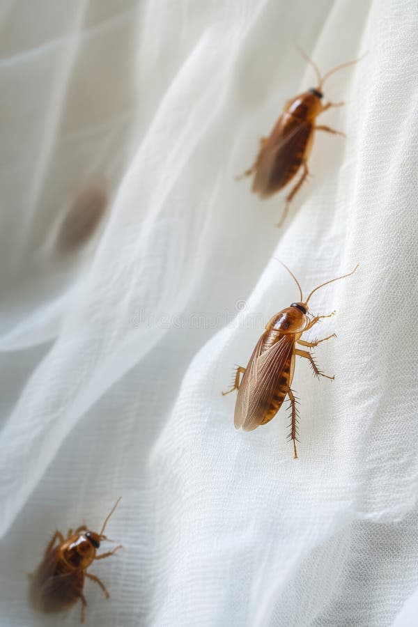 Close-up View of a Cockroach on Fabric, Highlighting Its Distinct ...