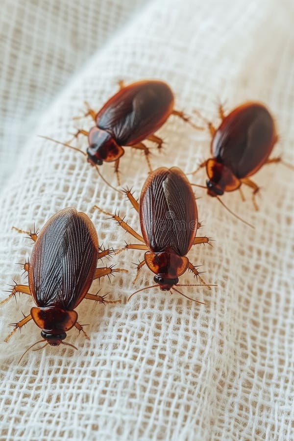 Close-up View of a Cockroach on Fabric, Highlighting Its Distinct ...