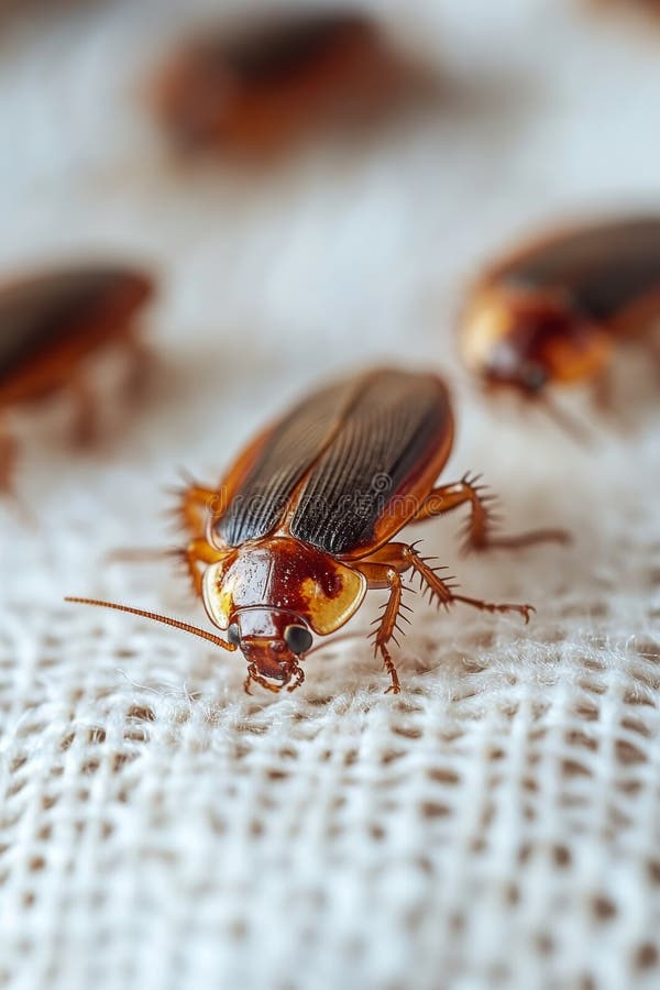 Close-up View of a Cockroach on Fabric, Highlighting Its Distinct ...