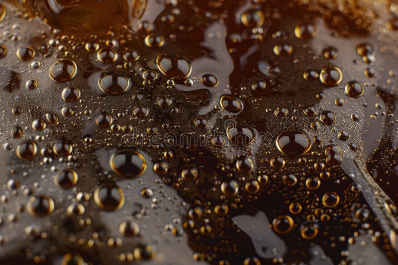 A Close-up View of Coffee Drops Falling into a Liquid Surface, Creating ...