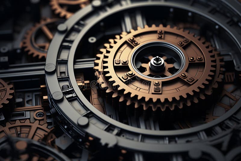 Close-up View of Cogs and Wheels Stock Illustration - Illustration of ...
