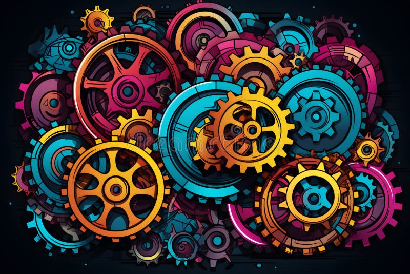 Close-up View of Cogs and Wheels Stock Illustration - Illustration of ...