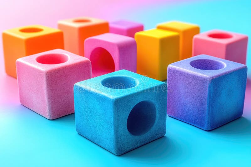 A Close-up View of a Collection of Colorful Building Blocks Stock Photo ...