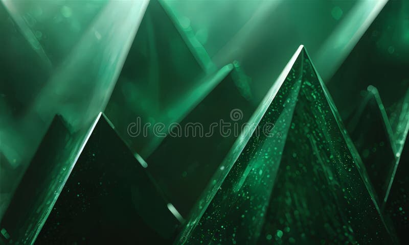 Close-up View Collection Green Triangular Objects, Possibly Made Metal ...