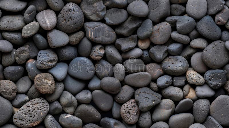 A Close-up View of a Collection of Smooth, Black River Rocks SEAMLESS ...
