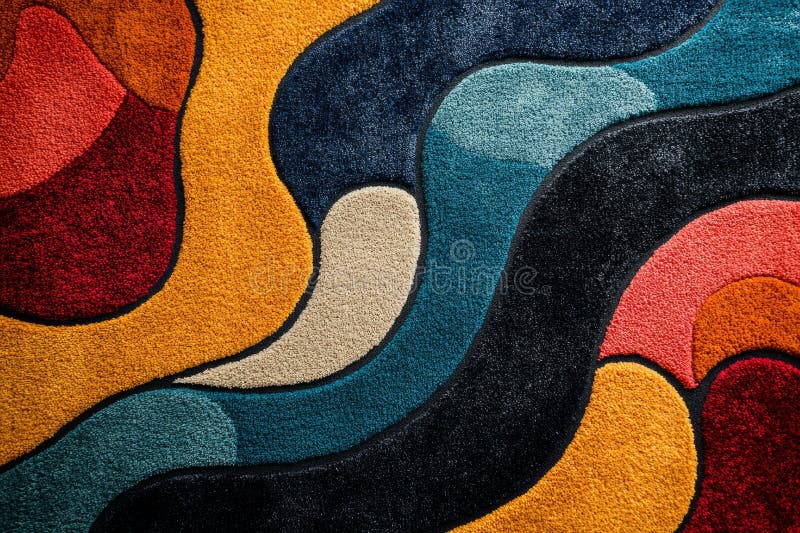 Close-up View of a Colorful Carpet Featuring a Modern and Abstract ...