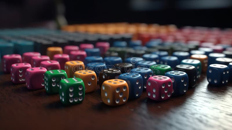 A Close-up View of Colorful Dice on a Table. Generative Ai Stock Photo ...