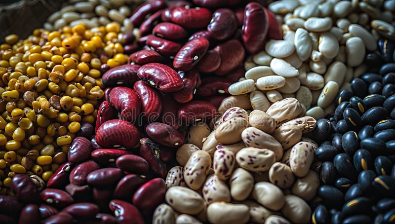 Close Up View of Colorful Dried Beans Stock Illustration - Illustration ...
