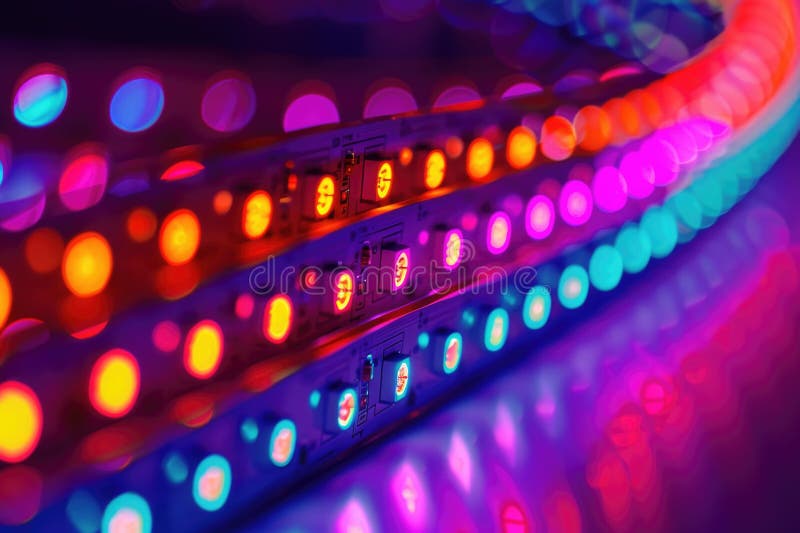A Close-up View of a Colorful Light Strip, Great for Representing ...